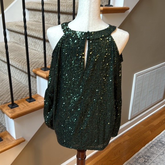 CeCe | Tops | Cece Elegant Green Sequin Womens Top | Poshmark